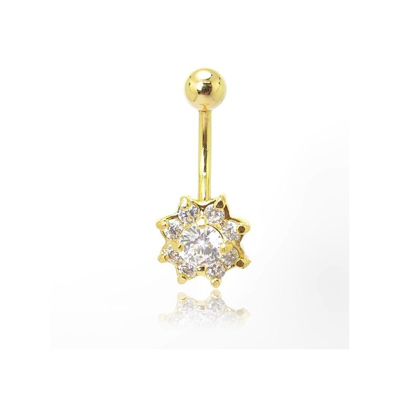 Piercings de Umbigo Dourado - Flor Cravejada de Cristais - 1FLO95 ...