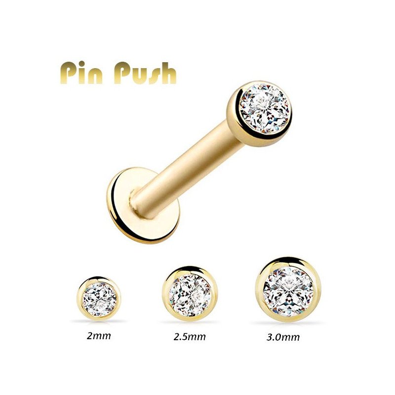 Piercing Australiano 1.0 em Aço Cirúrgico PVD Gold - Pin Push Tragus ou ...